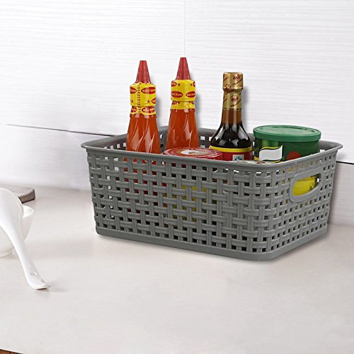 Idomy 6-Pack Plastic Storage Baskets/Bins, Rectangle