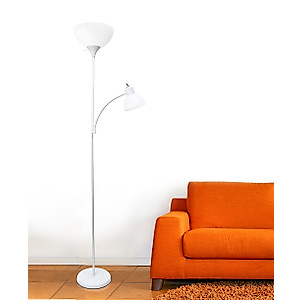 Simple Designs LF2000-WHT Mother-Daughter Floor Lamp with Reading Light, White
