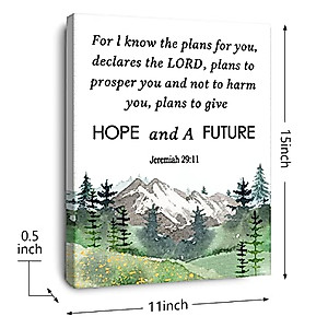 OTINGQD Hope And Future Jeremiah 29:11 Canvas Wall Art,Bible Verse Scripture Canvas Painting Prints for Christian Home Bedroom Office Church Religious Wall Decor