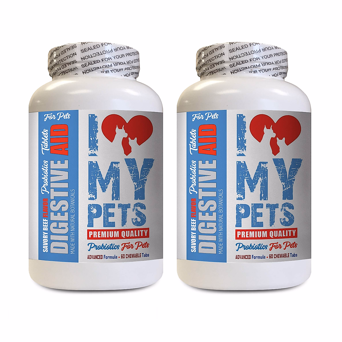 I Love My Pets Dog Digestive Support - PET Digestive AID - Dogs and Cats - Best PROBIOTICS - bifidobacterium longum - 120 Treats (2 Bottle)