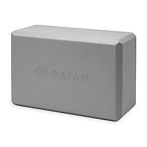 Gaiam Yoga Block - Supportive Latex-Free EVA Foam Soft Non-Slip Surface for Yoga, Pilates, Meditation, Storm Gray