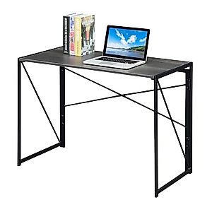 Convenience Concepts Xtra Folding Desk, Charcoal Gray/Black