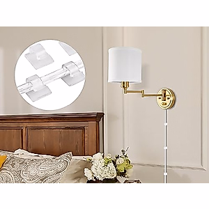 Plug in Wall Sconces with Remote Control, Dimming 10%-100% & Adjustable Colors 2700K-6500K, Hardwire or Plug-in, Swing Arm Wall Lamp with White Fabric Shade, Wall Sconces Set of Two, Gold Finish