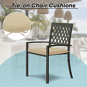 Basic Beyond Outdoor Chair Cushions for Patio Furniture, Waterproof Outdoor Cushions, Round Corner Patio Chair Cushions Set of 4 with Ties, 17"x16"x2", Beige