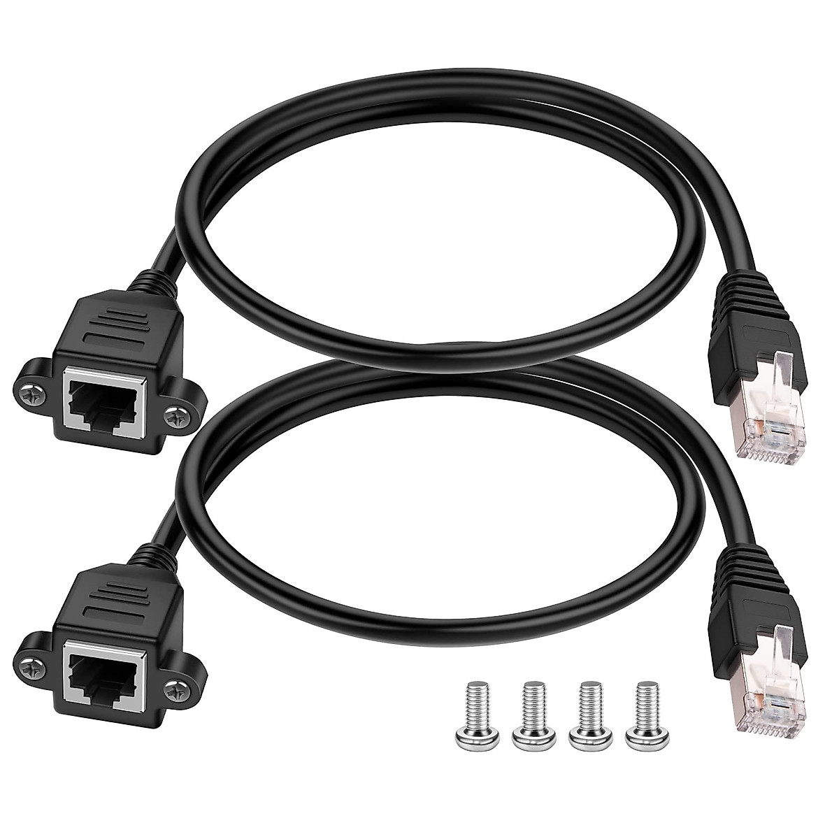 iGreely Ethernet Extender 2Pack RJ45 Male to Female Screw Panel Mount Cat6/Cat5e/Cat5 Ethernet LAN Network Extension Cable 2ft/60cm CAT6