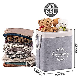 YOUDENOVA 66L 2-Pack Laundry Hamper Basket with Detachable Brackets and Handle, Collapsible Storage Basket for Bedroom, Bathroom Clothing and Toys Organization, Brown