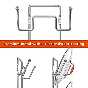 VZINO 2 Pack Pot Lid Organizer Rack for Cabinet Door/Wall, No Drilling Adhesive Wall/Door Mounted Pot and Pan Lid Holder, Plating Metal, Silver