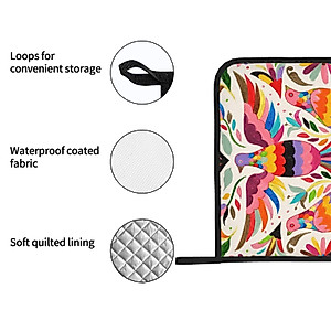 Pot Holders Mexican Floral Ethnic Art Birds Paisley Square Heat Resistant Kitchen Potholder Set of 2 for Cooking Baking BBQ Oven Hot Pads Oven Mitts 8 X8 Inch