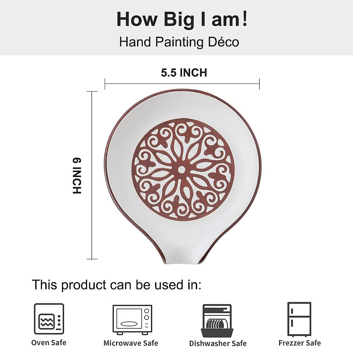 Misijuer Ceramic Stable Spoon Rest, Heat Resistant Spoon Holder for Kitchen Counter/Counter top/Stove Top, Dishwasher Safe, Modern White Farmhouse Kitchen Flower Décor