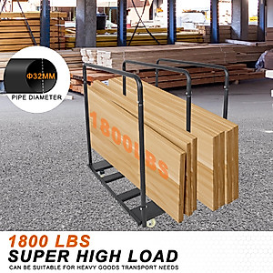 EASYBERG Folding Table Cart, 1800 LBS Heavy Duty Table Chair Trolley with 3" Wheel, Black, Suitable for Garages, Homes, Warehouse, Hotels, Party Events, Furniture Moving