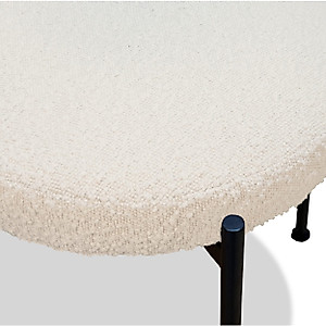 Benjara Aeon 22 Inch Set of 2 Dining Chairs, Metal Frame, Boucle, Off White and Black