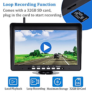 WOOCARTY 10.1'' Wireless RV Backup Camera System, 1080P DVR Recording Monitor, Night Vision IP68 Waterproof Rear View for Truck/Trailer/Camper, 32GB SD Card, Compatible with Furrion Mount, W101 BLACK