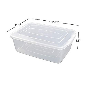 Inhouse 16 Quart Clear Storage Bin, Plastic Latching Box/Container with Lid, Set of 2