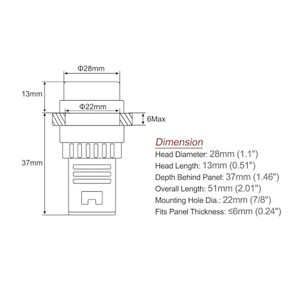 uxcell 5Pcs Yellow Indicator Light AC/DC 24V, 22mm Panel Mount, for Electrical Control Panel, HVAC, DIY Projects