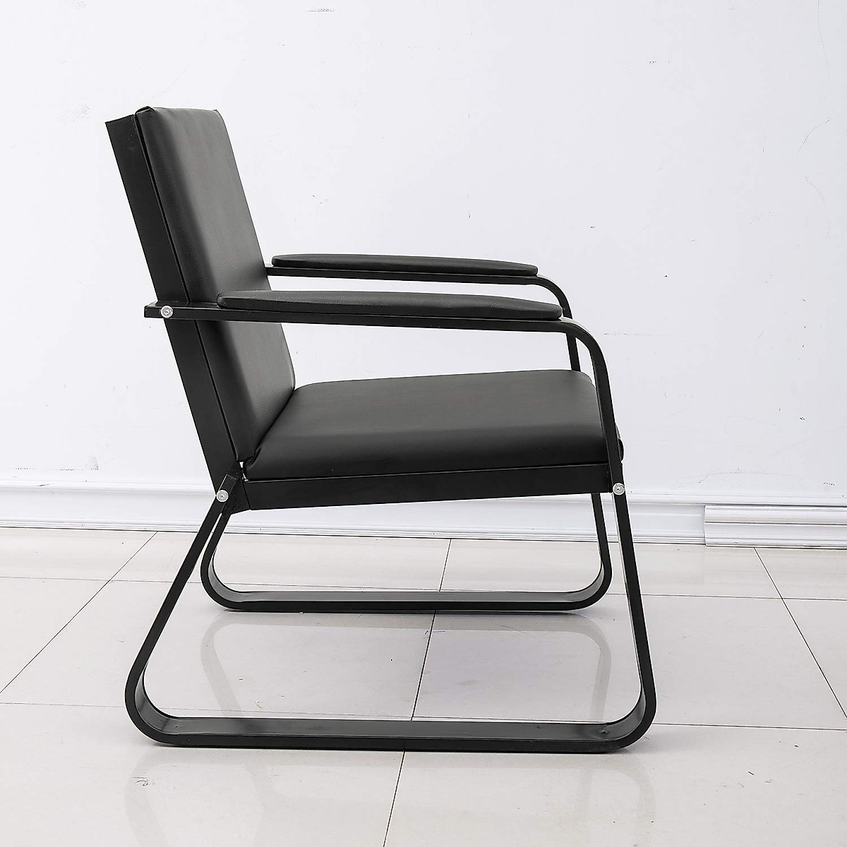 walnest 3PCS 5 Seats Office Reception Chair Set PU Leather Waiting Room Bench Visitor Guest Sofa Airport Clinic 2x1-seat and 1x3-seat