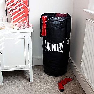 Suck UK | Laundry Bag | Punching Bag Shaped Hampers For Laundry | Laundry Basket & Dorm Room Essentials | Gifts For Men | Dirty Clothes Hamper For Knock Out Boys Bedroom Decor | Black Laundry Hamper