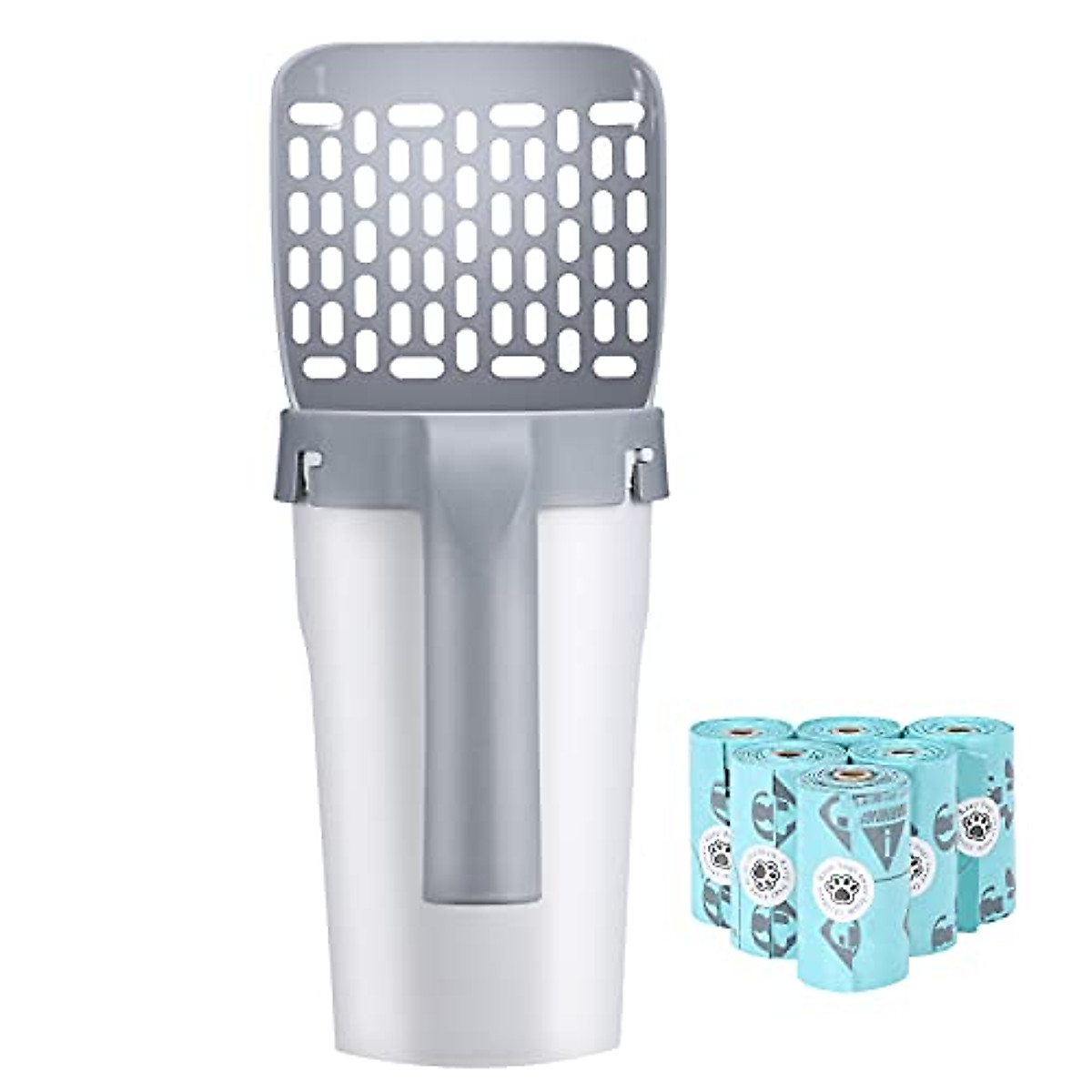 petizer Premium Cat Litter Scoop with 90 Count Refill Bags, Integrated Detachable Deep Cat Litter Shovel with Waste Container, Cat Litter Disposal System