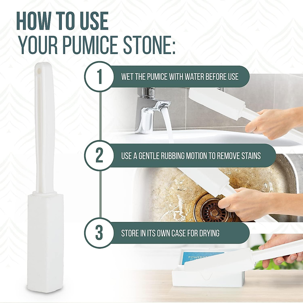 Powerstone Pumice Stone Toilet Bowl Cleaner with Extra Long Handle - 2 Pack | 3'' Longer Handle | Remove Hard Water Stains, Rings & Limescale from Toilets, Bathtubs, Sinks, Pools, BBQ