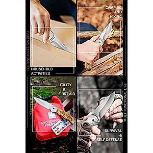 Grand Way Pocket Knife for Men with Wood Handle, Liner lock - Folding Sharp Blade 3.54" - Cool Knives for Camping EDC - Gifts for Dad Him - 6651