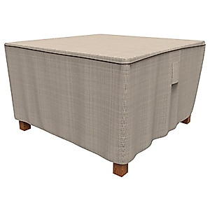Budge P5A09PM1 English Garden Square Patio Table Cover Heavy Duty and Waterproof, Medium, Two-Tone Tan