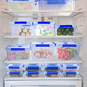 YORY large food storage containers with lid for cookies macarons bread cake flour sugar rice leftovers - freezer safe -extra big- box tub(9L/36cups-2pack)