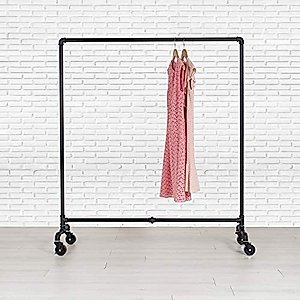 Industrial Pipe Rolling Clothing Rack by William Robert's Vintage