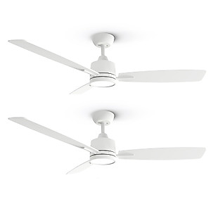 TALOYA 2 Pack 52 inch Ceiling Fans with Lights,Quiet Ceiling Fan with Reversible DC Motor and Remote for Home, White/Oak Finish