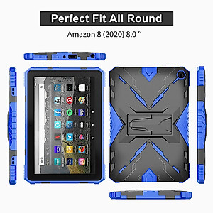 MaoMini for Kindle Fire HD 8 Case/HD 8 Plus Case 2020 Release 10th Generation,Kickstand Heavy Duty Armor Defender Cover (Blue)