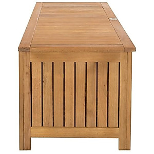 SAFAVIEH PAT7037A Outdoor Collection Abri Teak 47.63" Cushion Deck Box