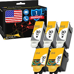 Cartlee Set of 5 Compatible 30xl High Yield Ink Cartridges for Kodak Hero 3.1 Hero 5.1 ESP 3.2 ESP C110 ESP C310 ESP Office 2150, ESP C315, ESP Office 2170