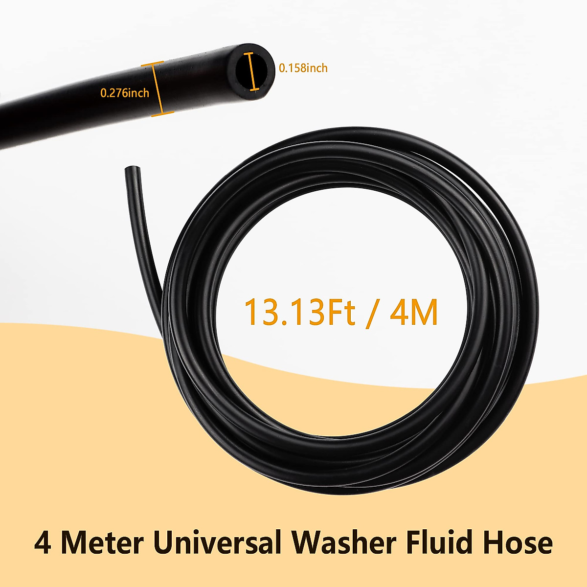 Windshield Washer Hose Kit 4 Meter Universal Washer Fluid Hose with 12 Pcs Hose Connectors,Rubber Water Hose Connector Splitter,Fit for Most Car Windshield Washer Tubing (4M-12)