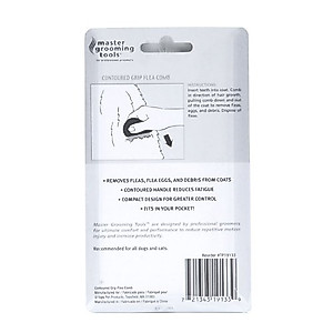 Master Grooming Tools Contoured Grip Flea Combs — Ergonomic Combs for Removing Fleas, Black, 3-inch