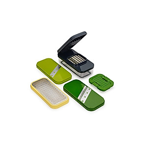 Joseph Joseph Multi-Prep Compact 4-in-1 Multifunctional Set, Kitchen Vegetable Chopper & Dicer, Cheese Grater, Mandoline Veggie Slicer, Food Julienne Cutter with Container
