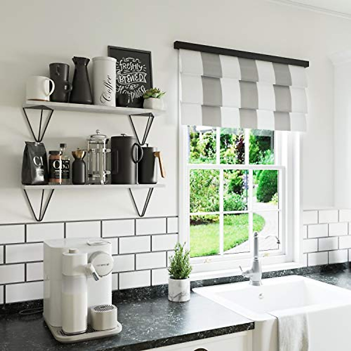 Wallniture Colmar White Floating Shelves for Wall Storage, Bathroom Shelves Wall Mounted Set of 2, 24 Inch Wood Geometric Triangle Shelf