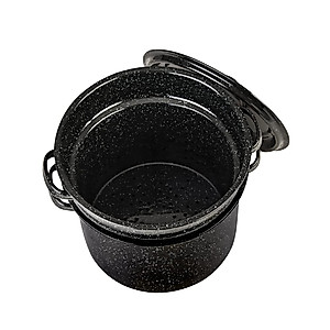 Granite Ware 7.5 Qt 3 Piece Multiuse Pasta Pot Set, Strainer Pot with lid. (Speckled Black) Seafood, Soups, Sauce, Large Capacity. Easy to Clean. Dishwasher Safe.