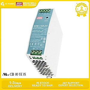 Mean Well EDR-150-24 24V 6.5A 156W/125W Industrial DIN Rail Power Supply - Rugged, Reliable Performance, Wide 90-264VAC Input, Extended -20°C~+60°C Operating Temperature Range
