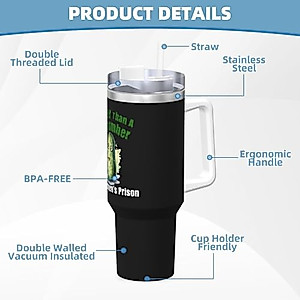 Busier Than A Cucumber In A Women'S Prison 40 Oz Tumbler With Handle Car Cup Portable Insulated Coffee Mug Cold/Hot Drinks Leak-Proof Lid Reusable Travel Mug