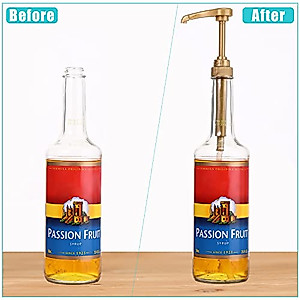 8 Pieces Syrup Pumps, Coffee Syrup Dispenser Pump, Flavor Syrup Pump Fits 750ml Bottles for Coffee Syrups Snow Cones Caramel Flavorings Bottle (Gold)