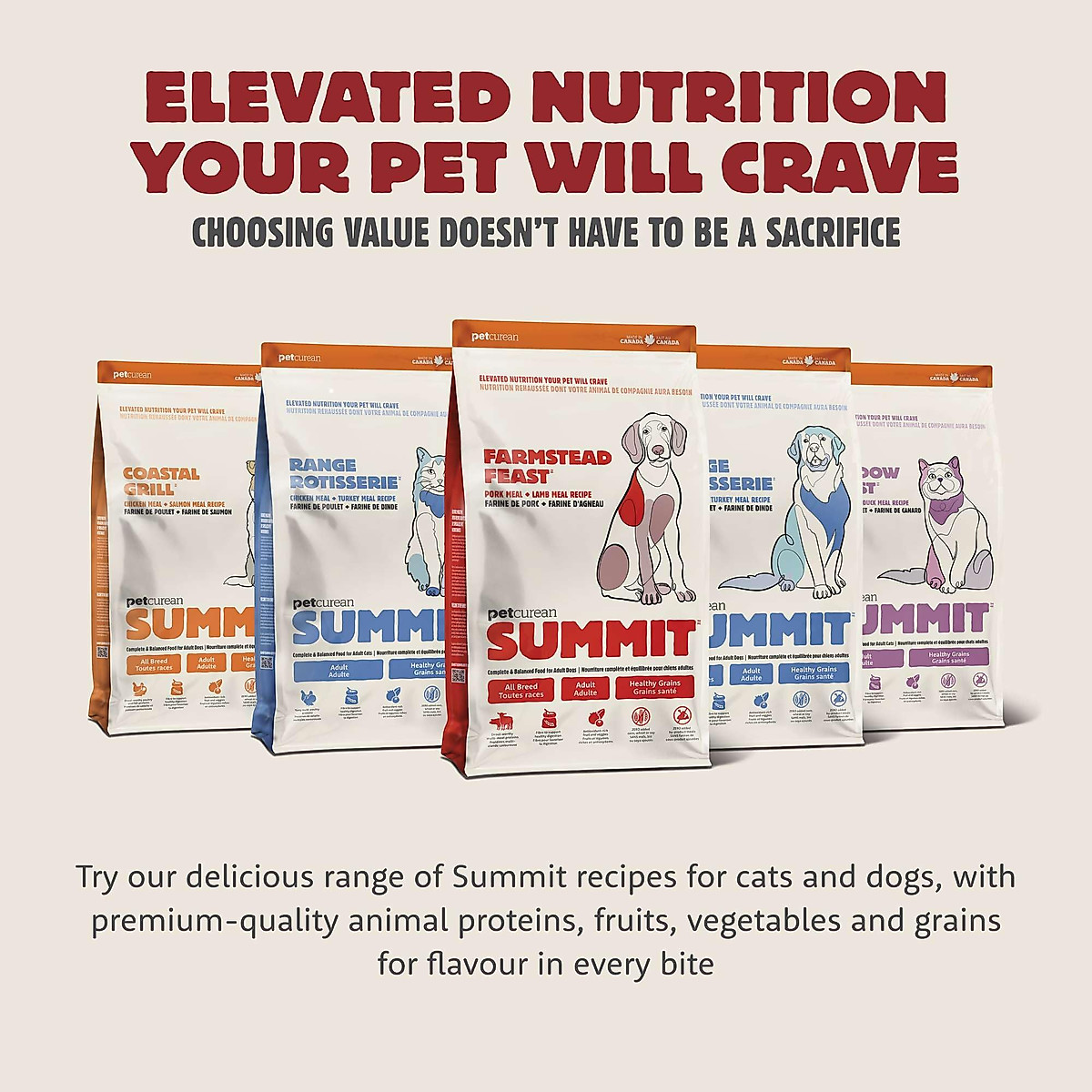 Petcurean Summit Farmstead Feast, Dry Dog Food, Pork Meal and Lamb Meal Large Breed Adult Recipe with Grains, 25 lb Bag