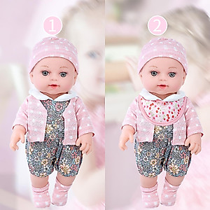 UZIDBTO Realistic Baby Doll Set in Gift Box - 12 Inch Newborn Alive Baby Doll with Accessories and Clothes with Pacifier Feeding Bottle Diapers Hat Bib Socks Stuff Gift Idea for Ages 3+