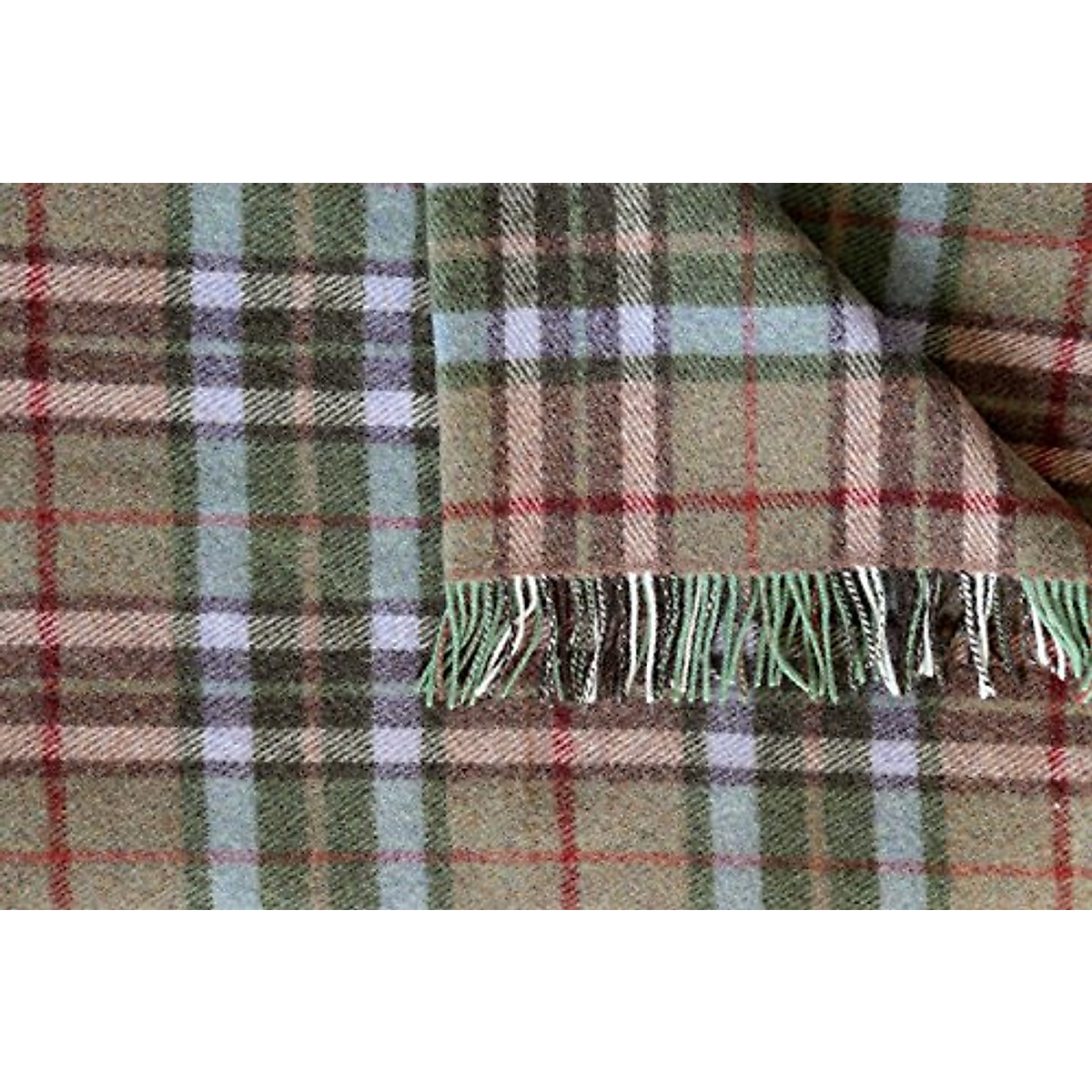 Genuine Irish, 100% Wool Throw & Toss Blanket, Traditional Plaid Print, Soft Warm Heirloom Quality Lambswool, Imported from Ireland, 54" x 72" Inches, Green