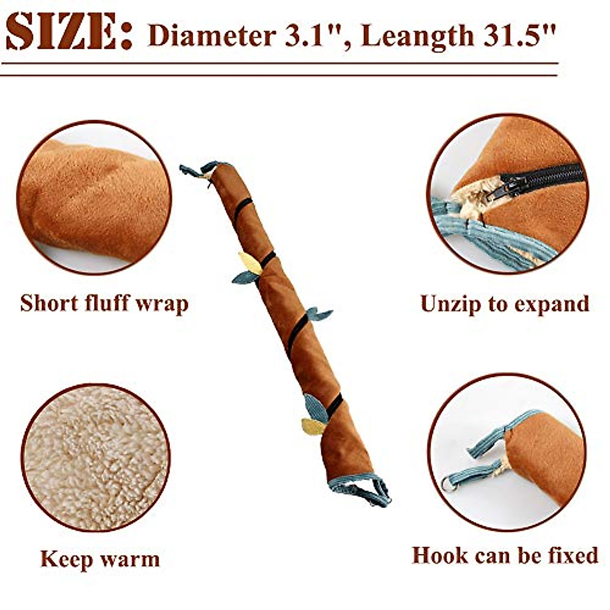 SEIS 5 Pcs Forest Sugar Glider Hanging Cage Accessories Set Leaf Wood Design Small Animal Hammock Channel Ropeway Nest Tree Stump for Hamster Guinea Pig Rat Gerbil Squirrel Birds Parrot (5 PCS)