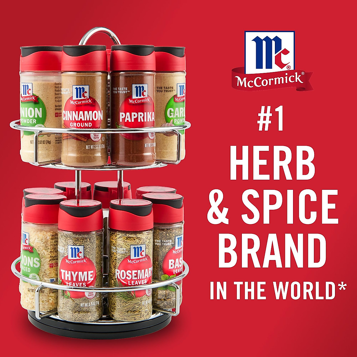 McCormick Two Tier Chrome 16 Piece Spice Rack Organizer with Spices Included, 26.09 oz