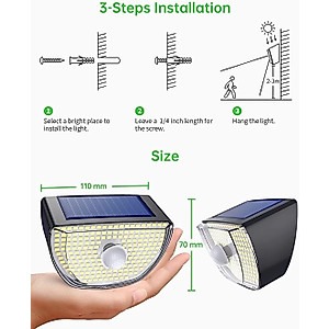 oditton Solar Motion Sensor Lights,Solar Patio Lights,Solar Lights Outdoor,Solar Deck Light,200 LED with 3 Lighting Modes,IP65 Waterproof,270° Wide Angle, for Patio,Yard,Deck,Black,6 Pack