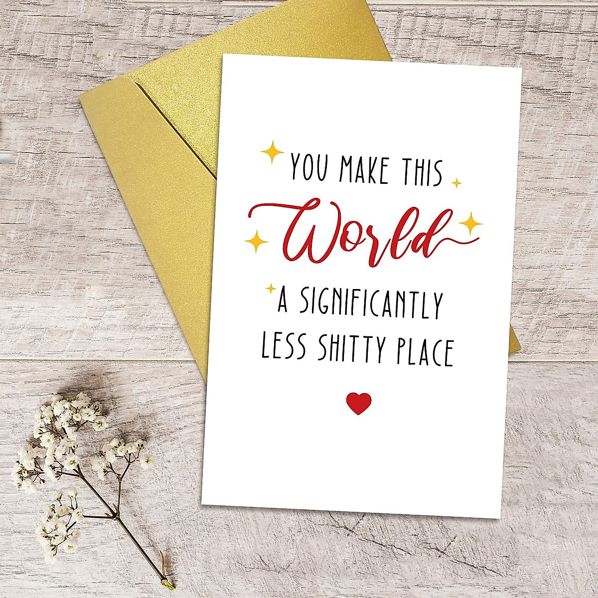 Qiliji Funny Best Friend Birthday Card, Thinking of You Card, Thank You Card for Him Her, Appreciation Card, You Make This World A Significantly Less Shitty Place