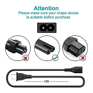 10Ft AC Power Supply Cord Plug Compatible with Cooluli Mini Fridge,Philips Respironics,Canon Printers. Marshall Stanmore Kilburn II Woburn Acton 2 Uxbridge Speaker Replacement Charger Charging Cable