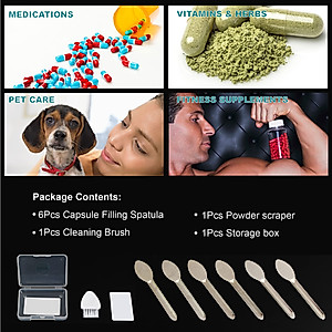 Capsule Filling Machine Kits for Empty Pill Capsules Filler, Lab Supplies - Micro Tiny Spoon Spatula, Lab Scoop Filling Tray Powder Tool, Gel Capsules Size # 000 00 0 1 2 3 4 5 (#000 00 0 1)