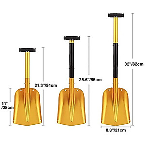 FUDAO Outdoor Snow Shovel Large Capacity Foldable Lightweight Aluminum Alloy Telescopic Portable Snow Shovel Parent Child Play Snow Garden Camping Shovel (Red, One Size)