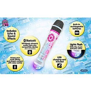 LOL Surprise Remix OMG Bluetooth Karaoke Microphone with LED Disco Party Lights, Portable Bluetooth Speaker Compatible with Apple Samsung Siri and Google Assistant, Karaoke Machine for Kids