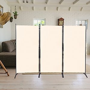 102x71'', 3 Panel Room Divider, Folding Privacy Screen for Home, Dorm, Office, Partition Room Dividers Separators, Freestanding Room Divider Screen Fabric Panel (Grey, 3 Panel)